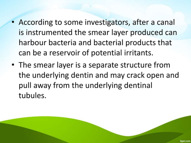 The Smear layer in endodontics | PPTX | Dental Health | Diseases and ...