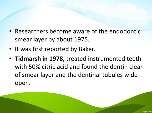 The Smear layer in endodontics | PPT