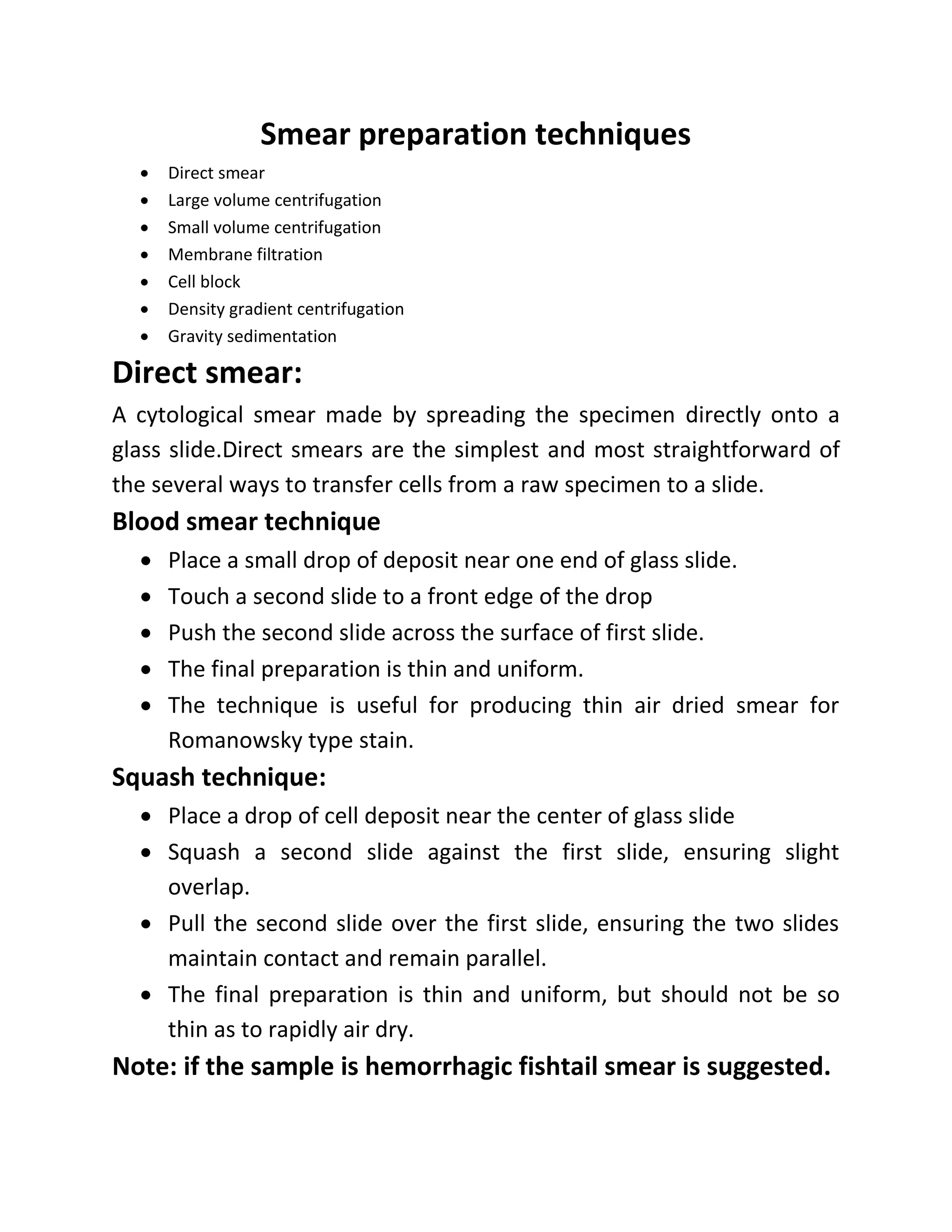 Smear preparation techniques | PDF