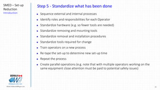 SMED or Single Minute Exchange of Dies and Set-up Reduction Process | PPTX