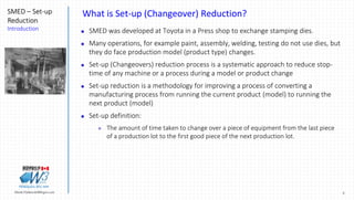 SMED or Single Minute Exchange of Dies and Set-up Reduction Process | PPTX