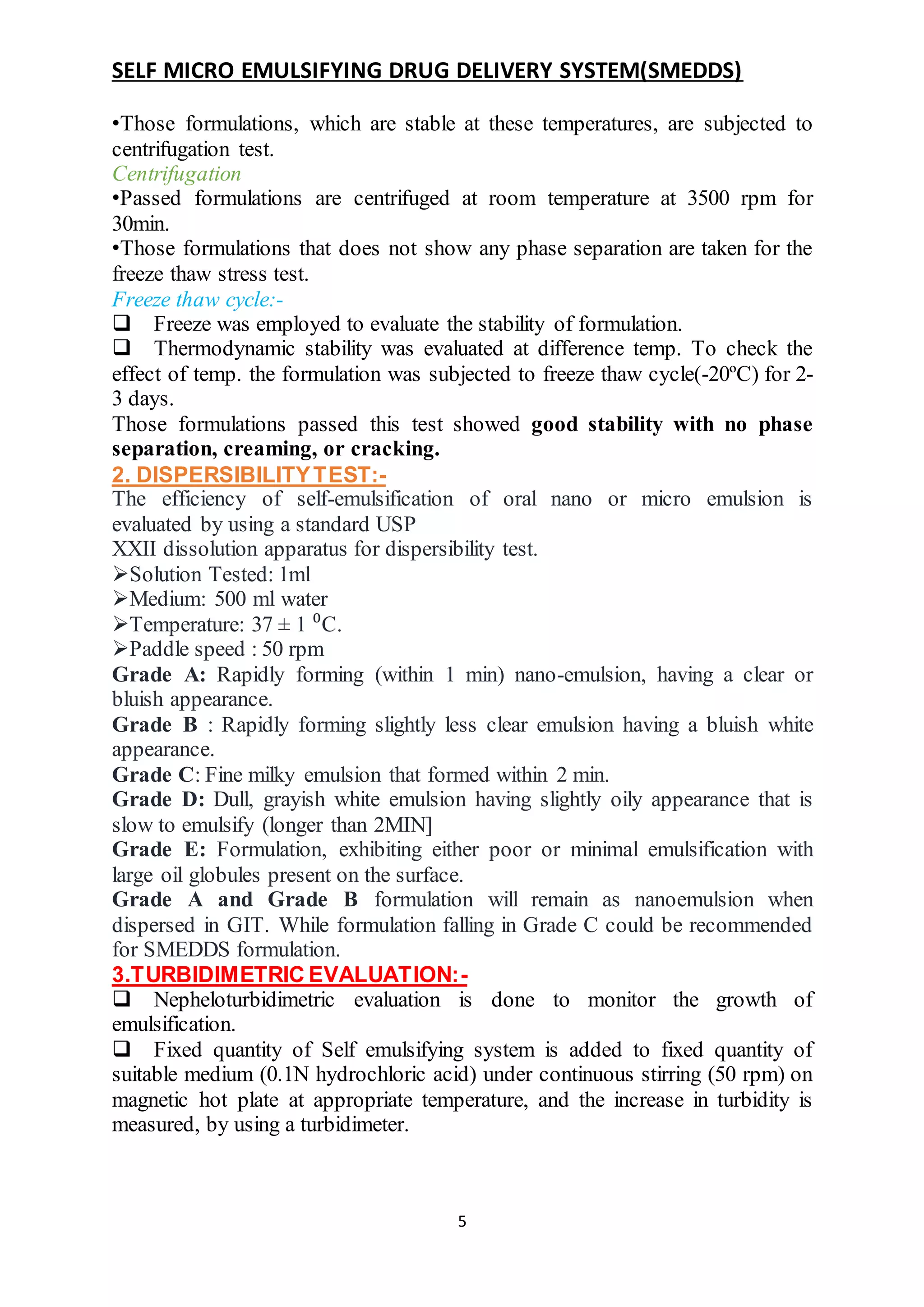 Smedds Self Micro Emulsifying Drug Delivery System Docx