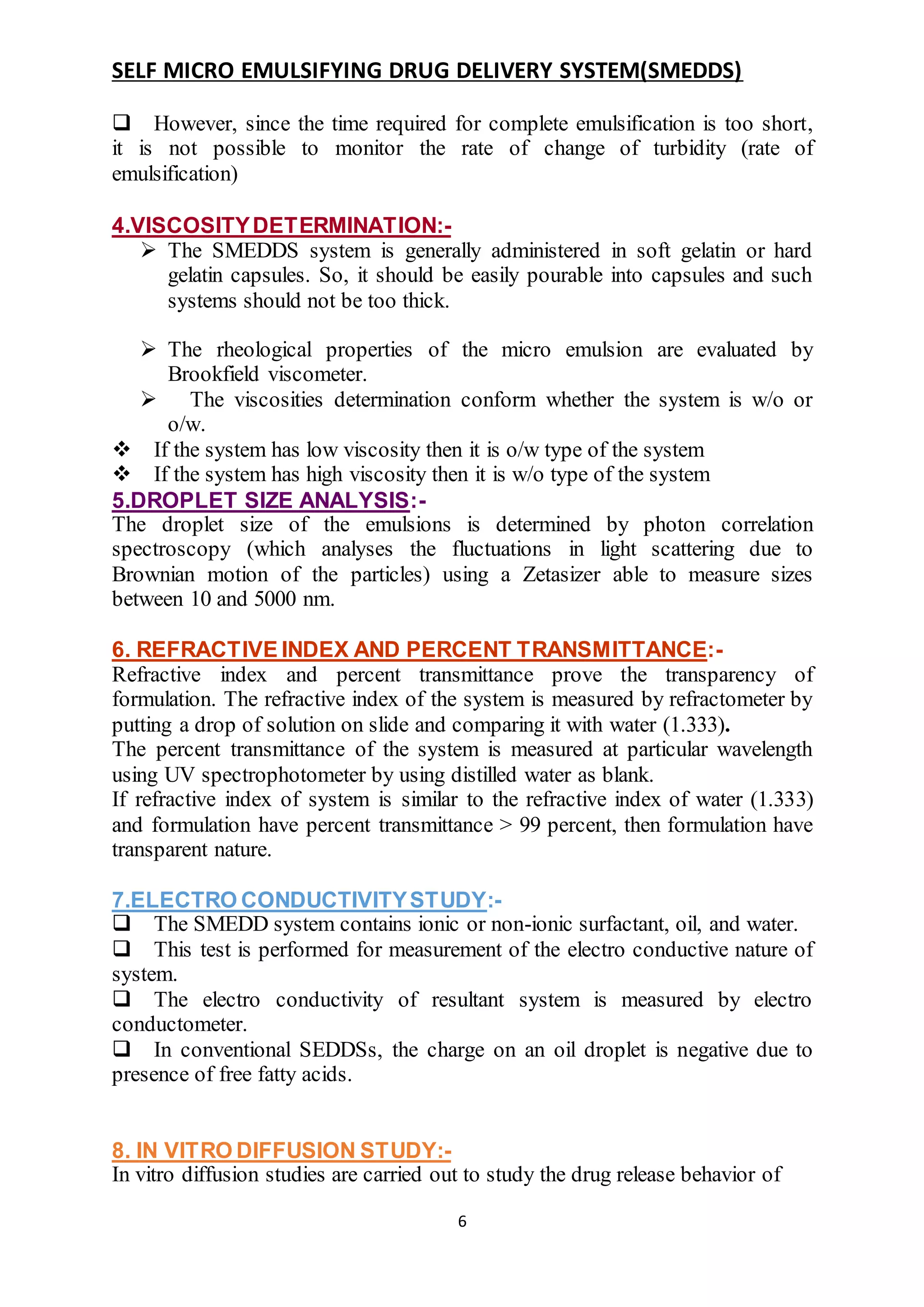 Smedds, self micro emulsifying drug delivery system | DOCX