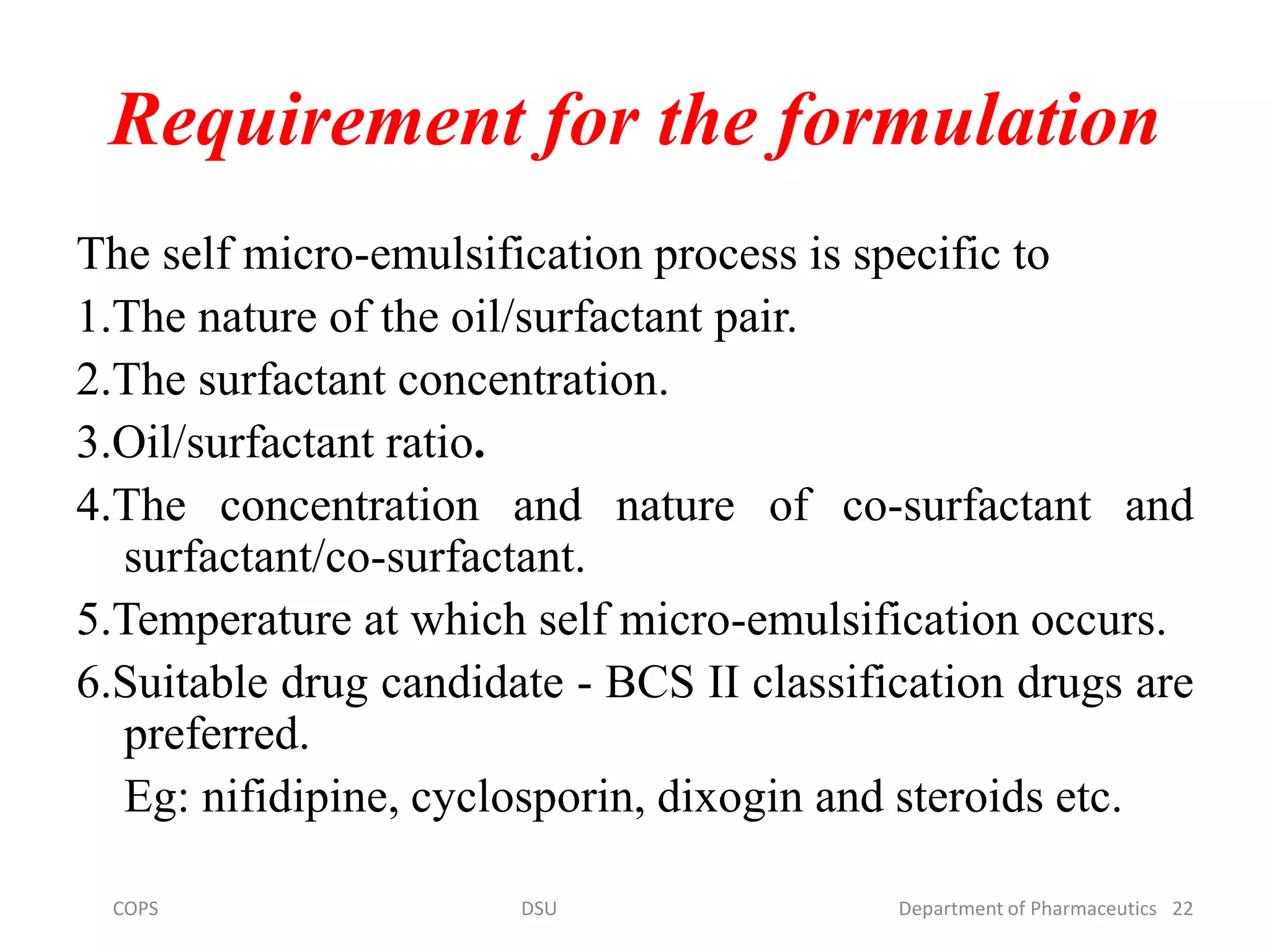 self micro emulsifying drug delivery system | PPTX