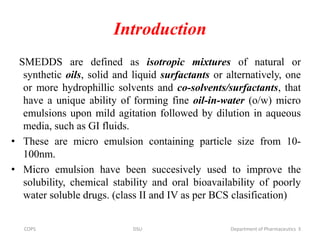 self micro emulsifying drug delivery system | PPTX