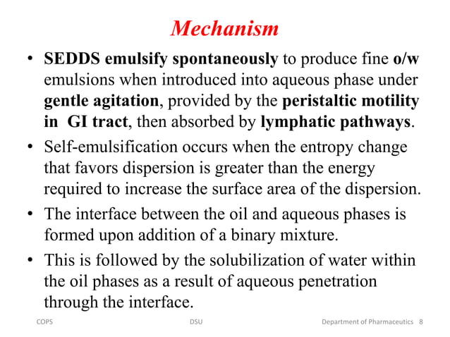 Self Micro Emulsifying Drug Delivery System Pptx Physics Science