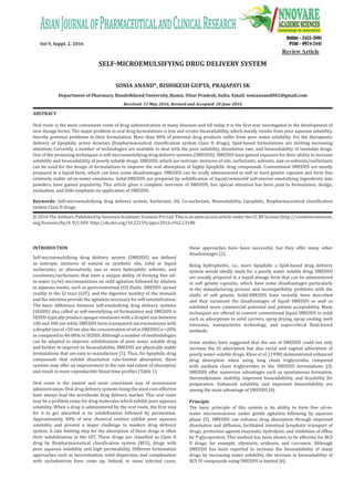 Thesis on SMEDDS which is a type of self emulsion mainly popular for ...