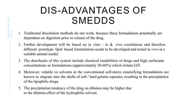 Self Micro Emulsifying Drug Delivery System Pptx Digestive Disorders Diseases And Conditions