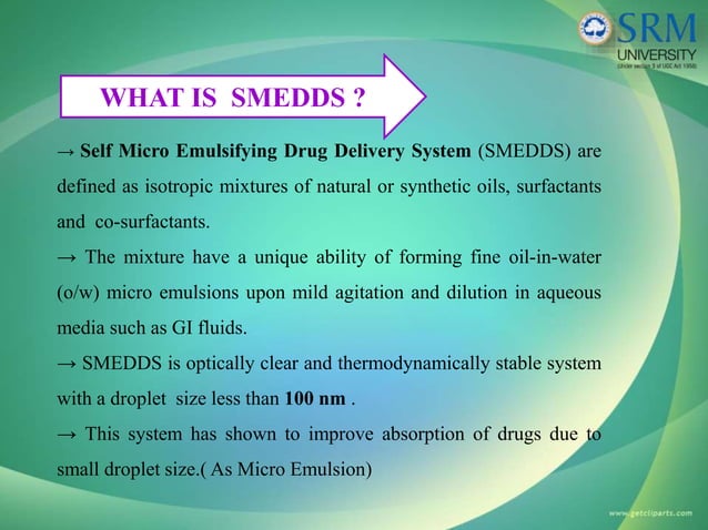 Self-Micro Emulsifying Drug Delivery System | PPTX | Chemistry | Science