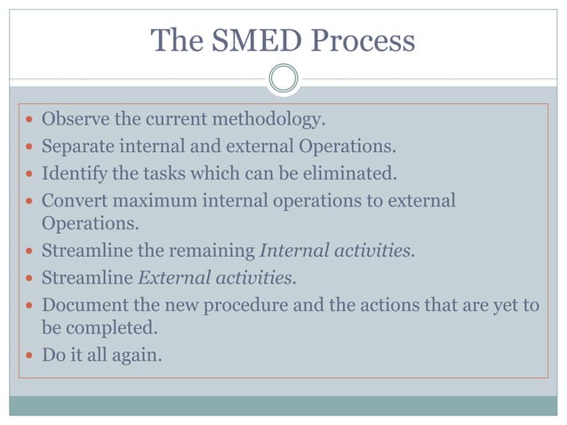 Single Minute Exchange of Dies (SMED) | PPTX | Business | Business and ...