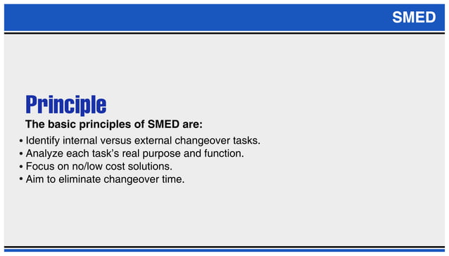PPT ON SINGLE MINUTE EXCHANGE OF DIES (SMED) | PDF | Manufacturing ...