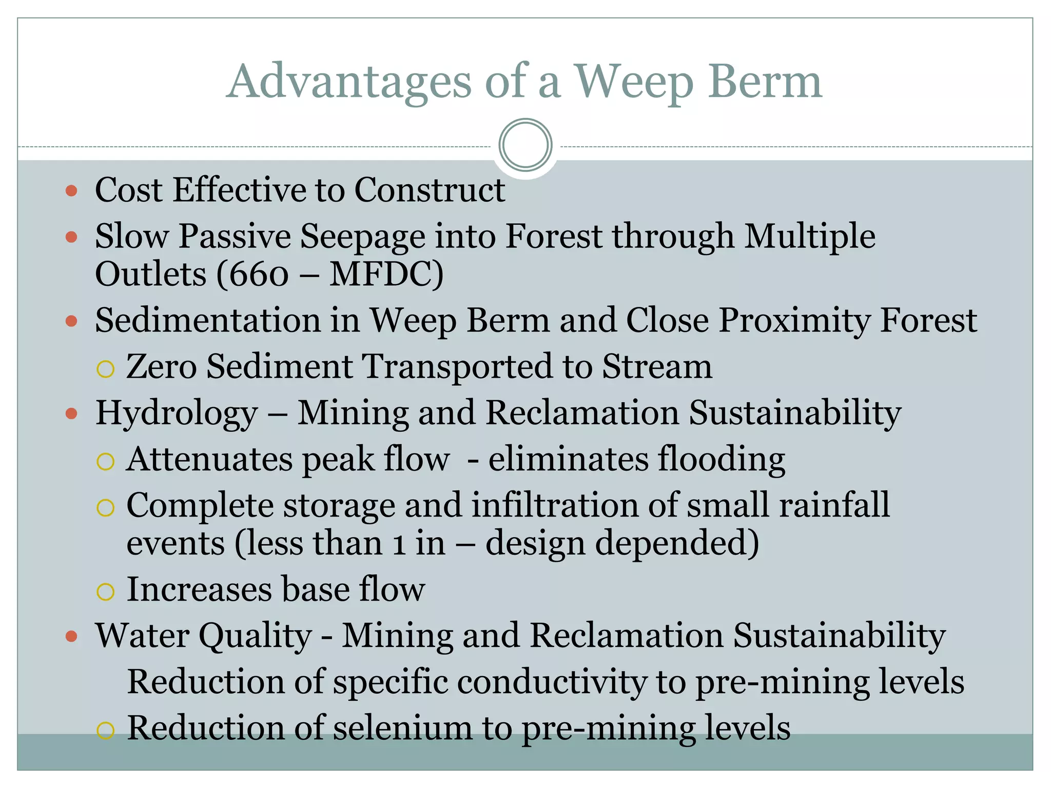 Using Weep Berms to Control Water Quality by Richard Warner and Greg ...