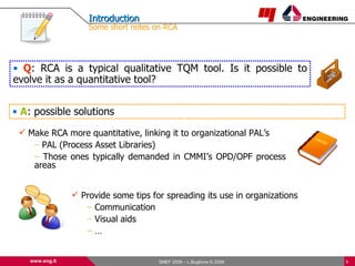Strengthening CMMI Maturity Levels with a Quantitative Approach to Root ...
