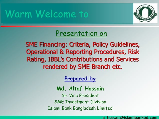 SME Financing Criteria, Policy, Guidelines, Operational & Reporting ...