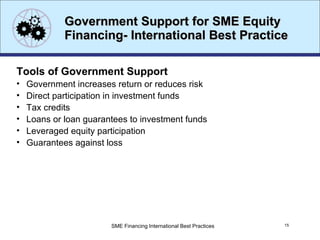 Sme Financing International Best Practices | PPT