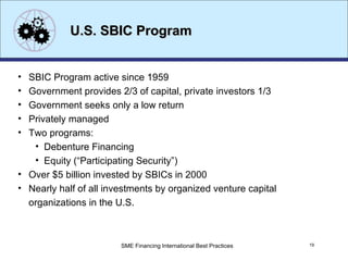 Sme Financing International Best Practices | PPT