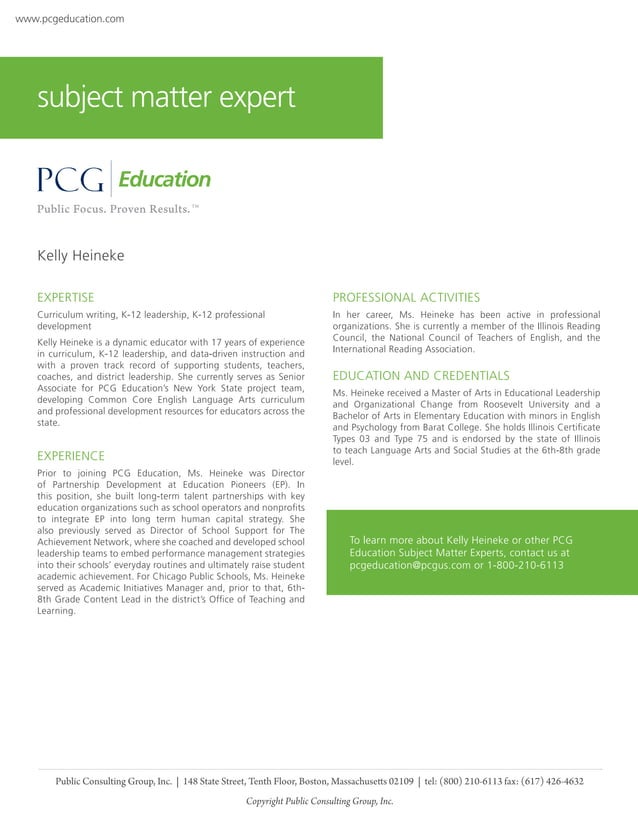 Kelly Heineke, PCG Education Subject Matter Expert | PDF | Professional School | Postgraduate ...