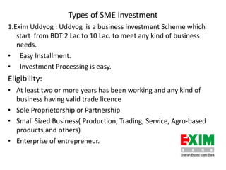 Sme loan management of exim bank limited | PPTX