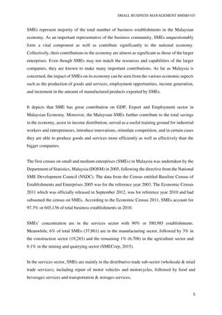 Small and Medium Enterprise In Malaysia MBA OUM | PDF