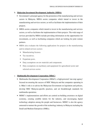Small and Medium Enterprise In Malaysia MBA OUM | PDF