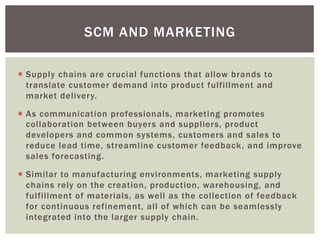Supply Chain Management in Relation to Marketing Operations | PDF