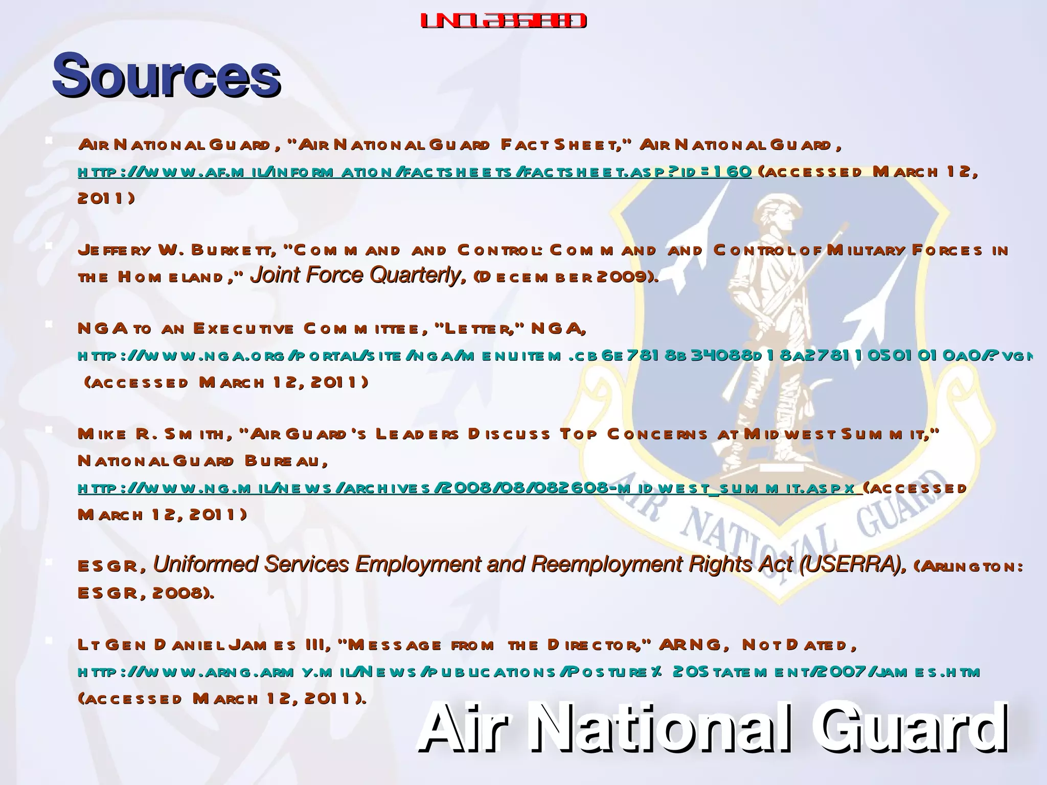 Presentation Overviewing the Air National Guard | PPT