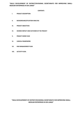 Support for Sustainable Livelihood Proposal -Kilinochchi District | PDF