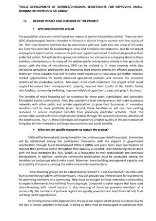 Support for Sustainable Livelihood Proposal -Kilinochchi District | PDF