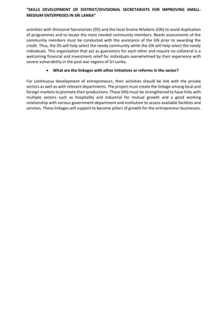 Support for Sustainable Livelihood Proposal -Kilinochchi District | PDF