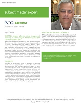 Steve McLean, PCG Education Subject Matter Expert | PDF
