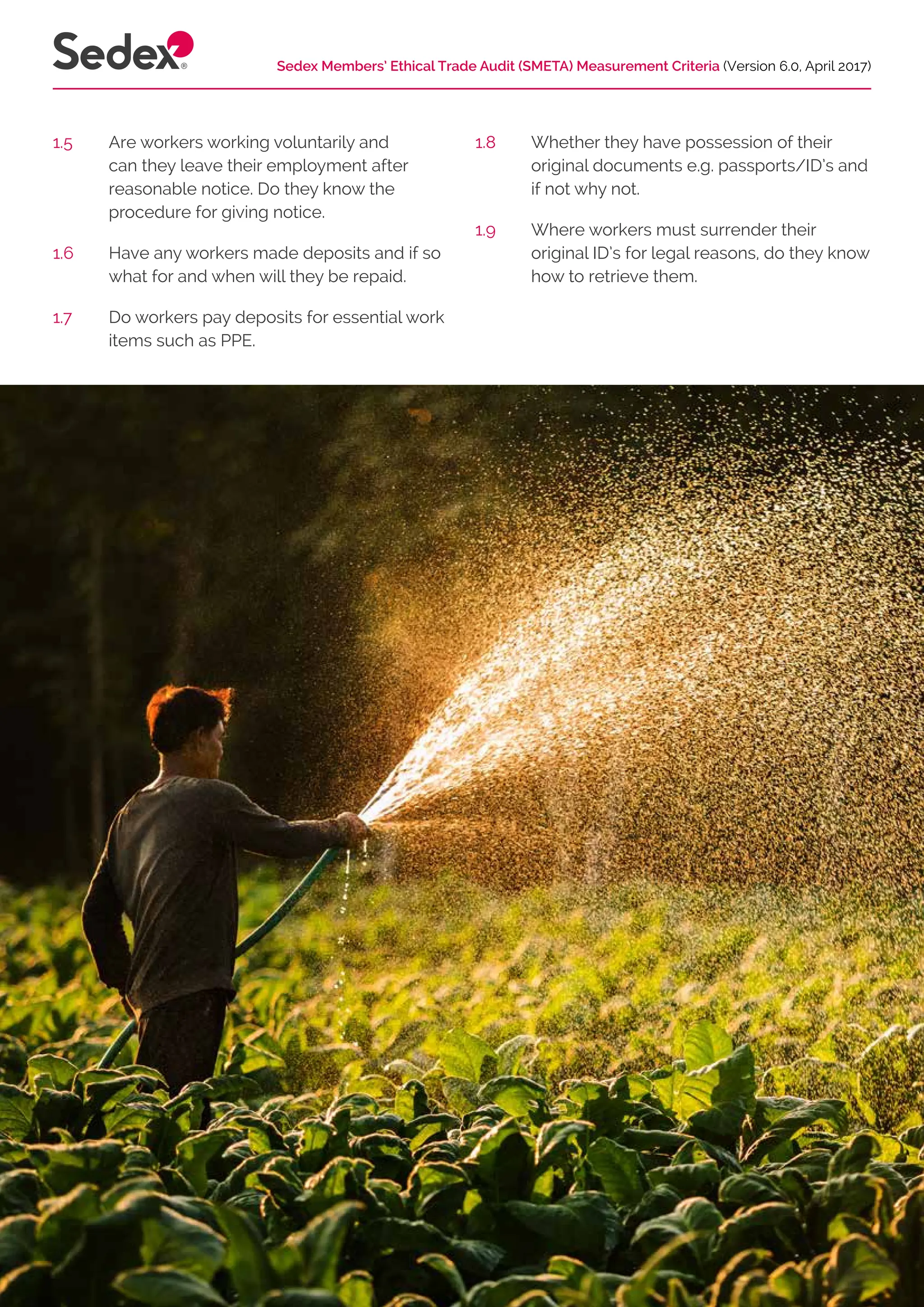 Sedex Members Ethical Trade Audit (SMETA) Measurement Criteria | PDF