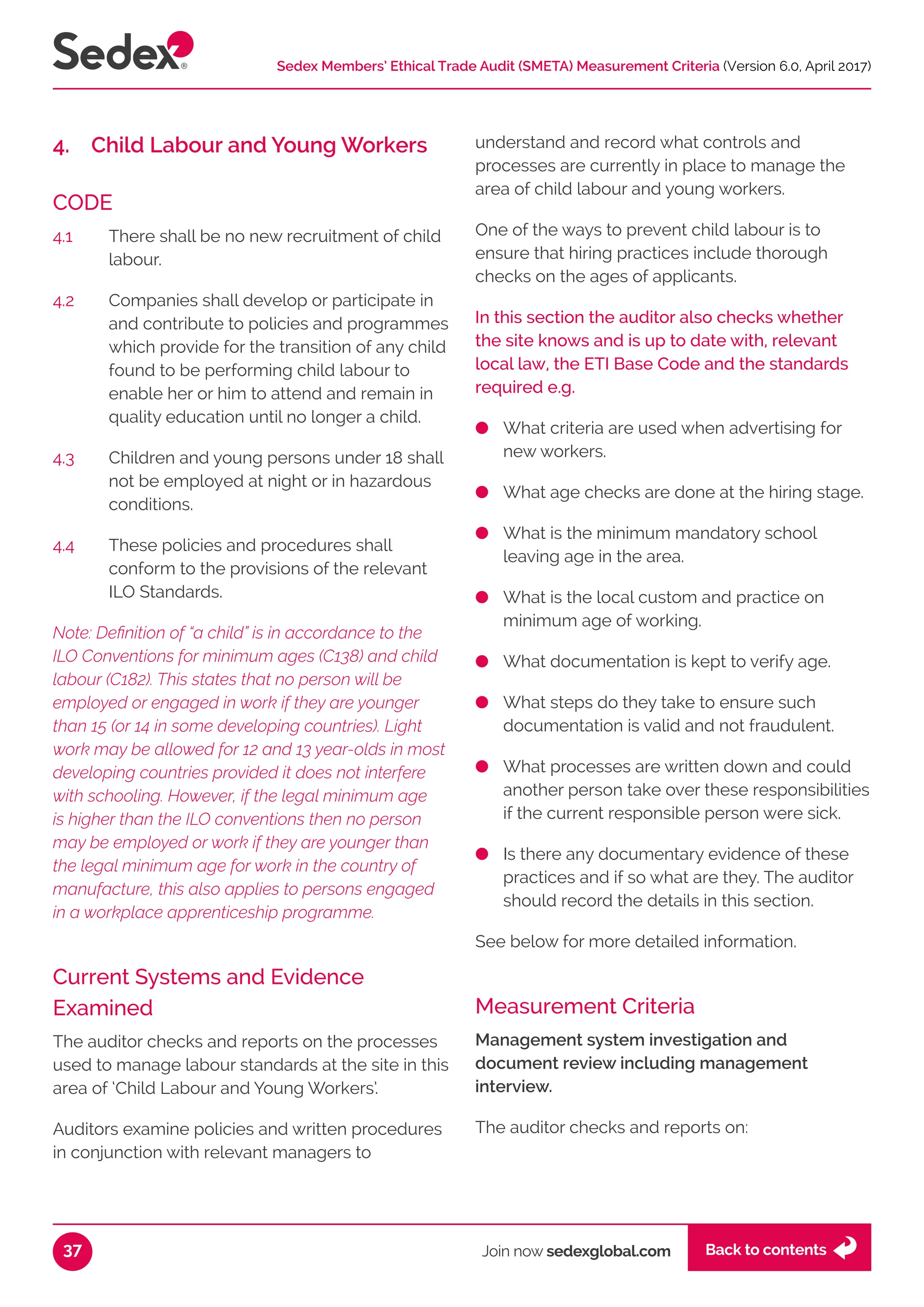 Sedex Members Ethical Trade Audit (SMETA) Measurement Criteria | PDF