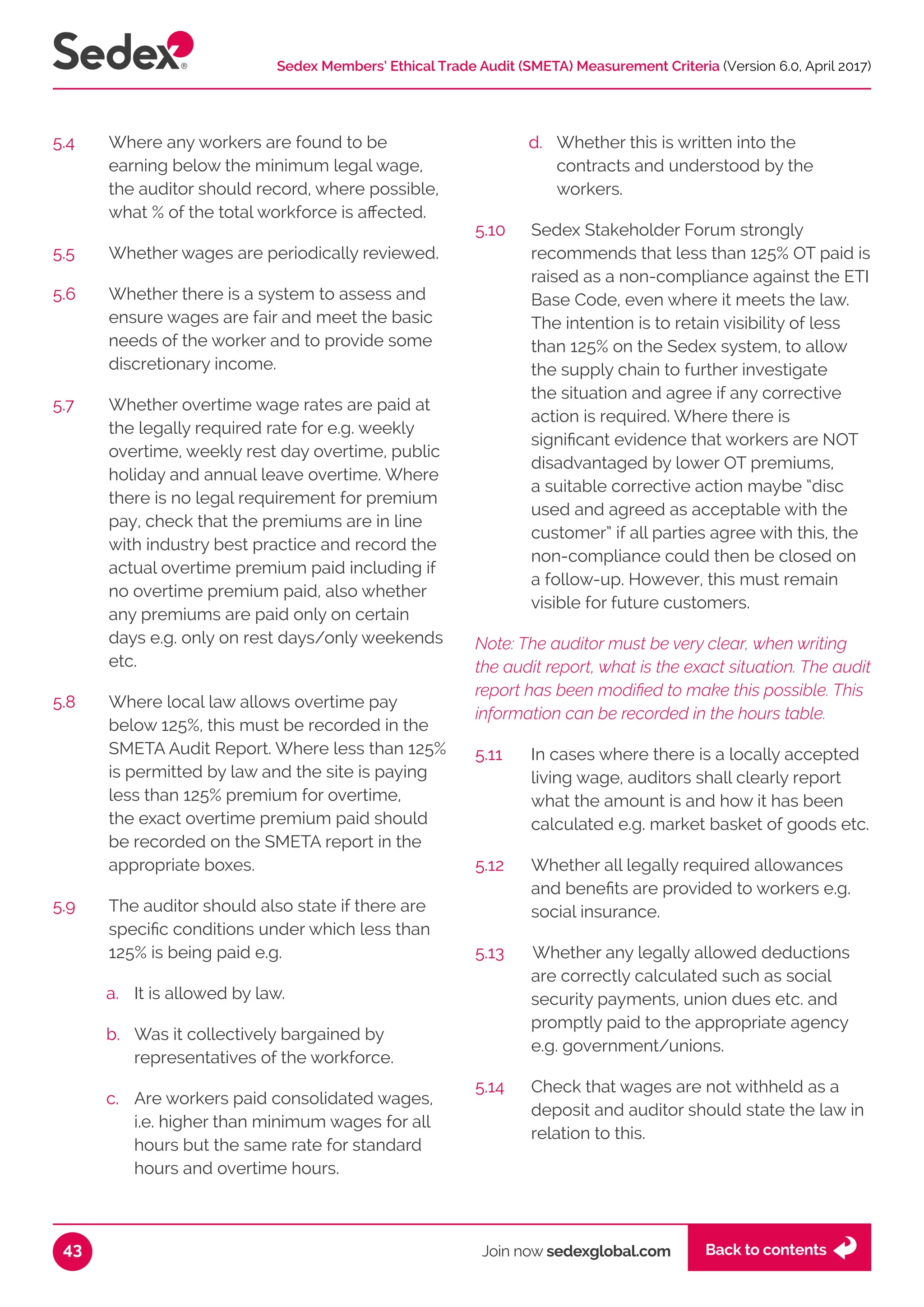 Sedex Members Ethical Trade Audit (SMETA) Measurement Criteria | PDF