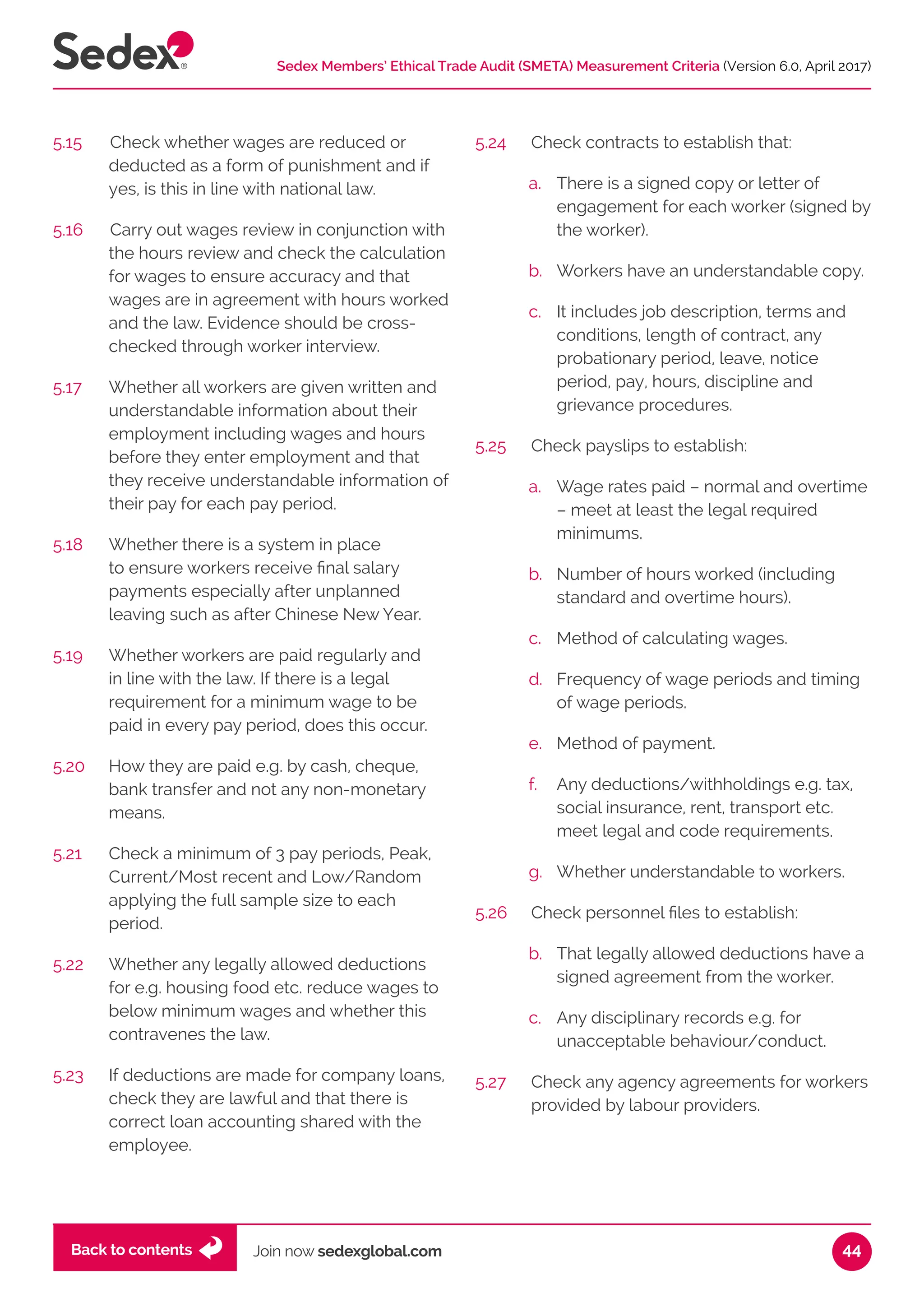 Sedex Members Ethical Trade Audit (SMETA) Measurement Criteria | PDF