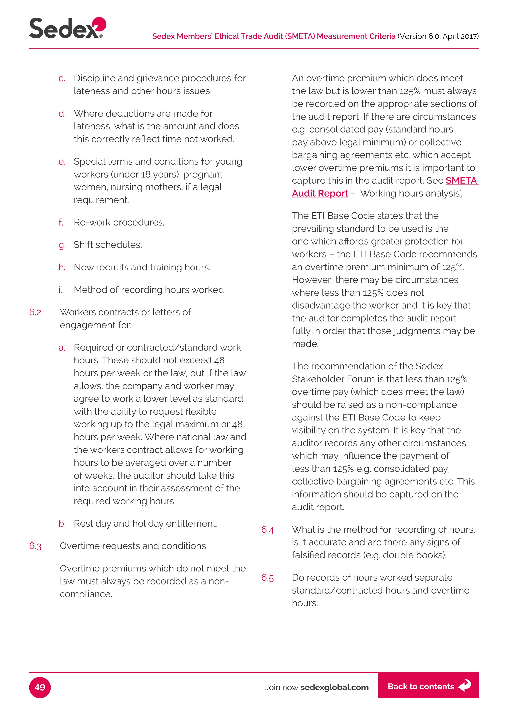 Sedex Members Ethical Trade Audit (SMETA) Measurement Criteria | PDF