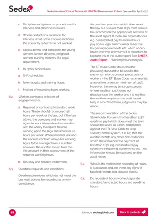 Sedex Members Ethical Trade Audit (SMETA) Measurement Criteria | PDF