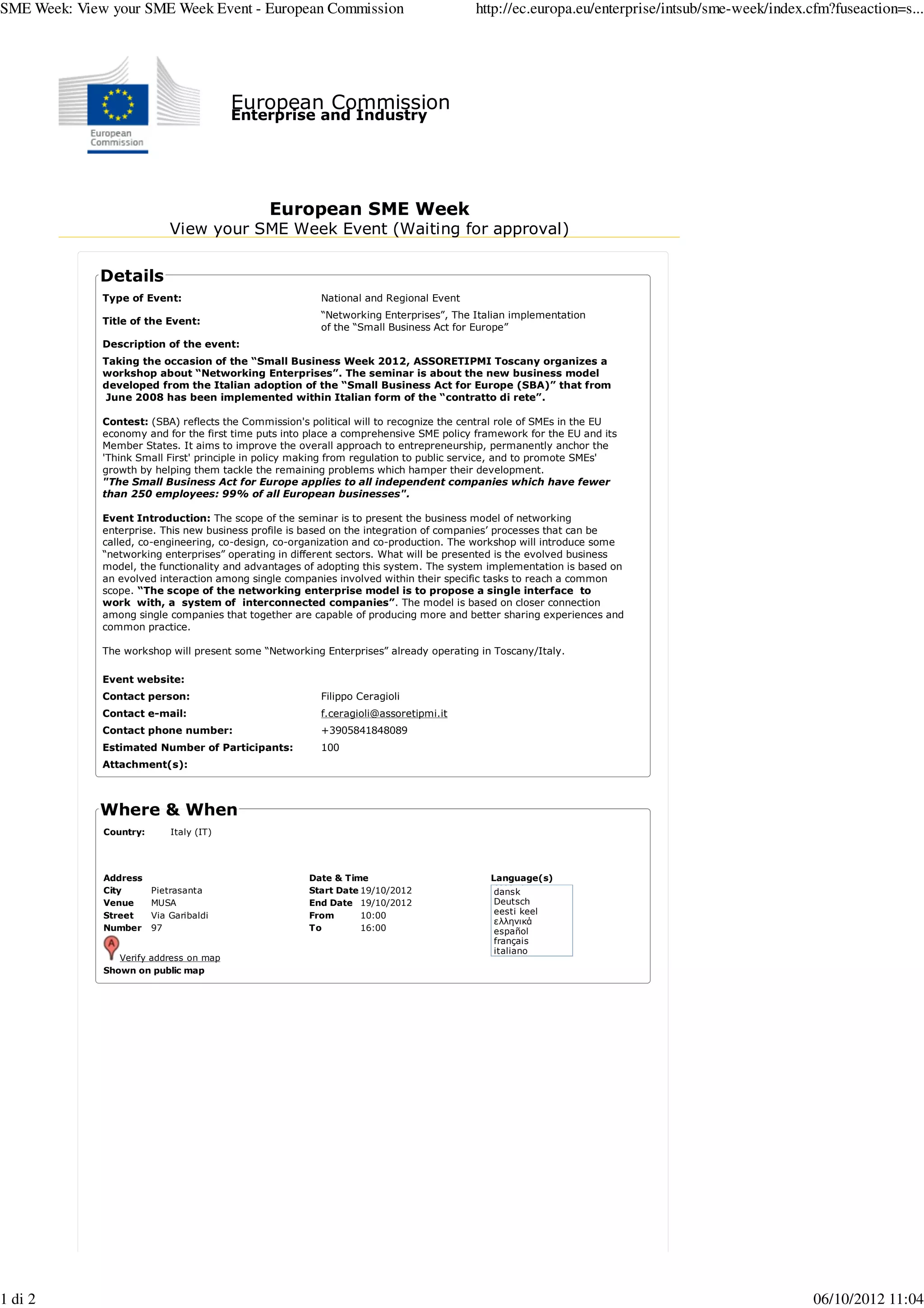 Sme Week View Your Sme Week Event European Commission | PDF