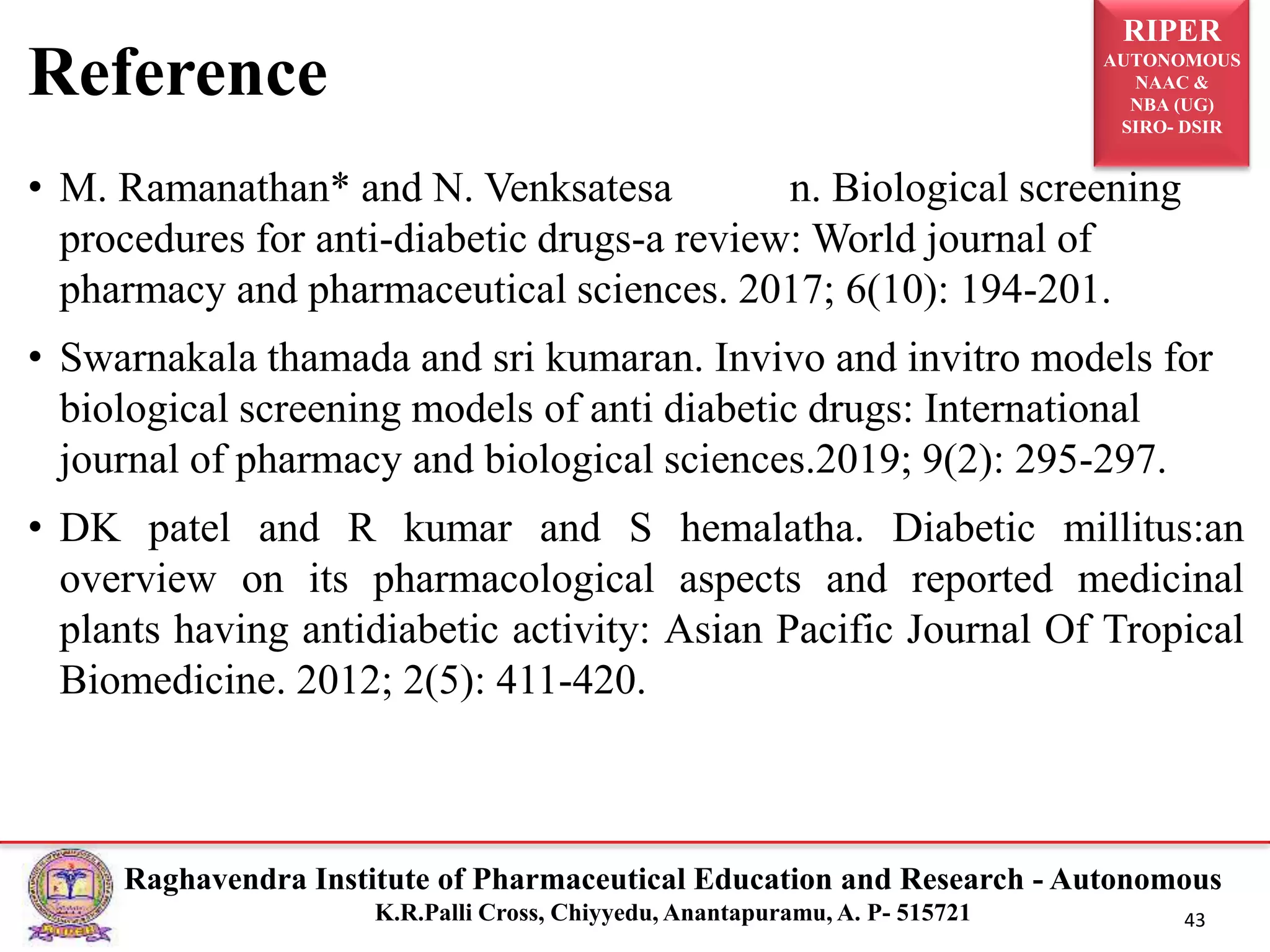 Screening models of Anti diabetics. | PPTX
