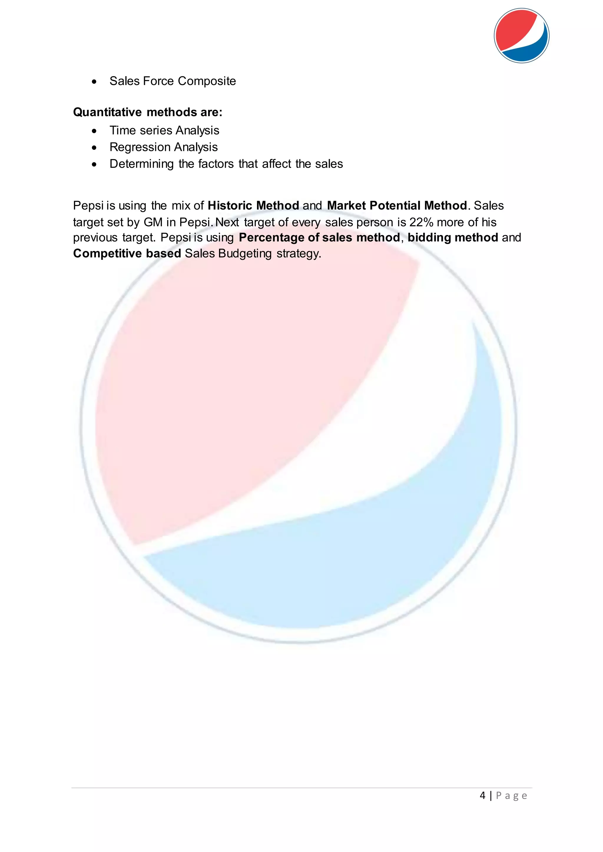 Sales Management of Pepsi | DOCX