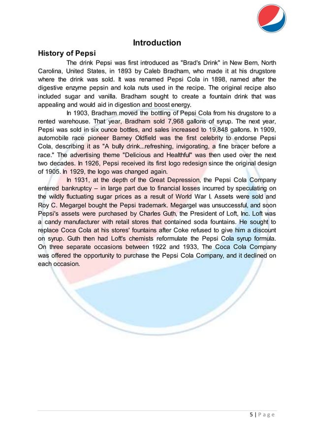 Sales Management of Pepsi | DOCX