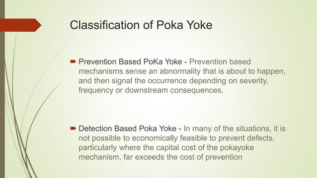 Poka Yoke in Manufacturing | PPTX | Business and Finance