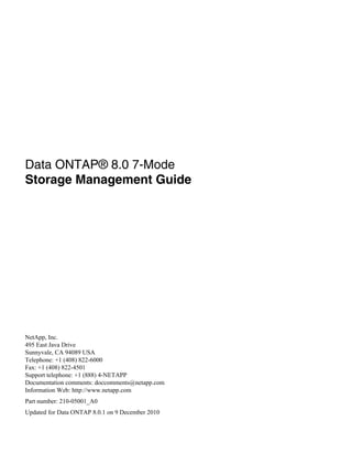 ONTAP: Storage Management Guide | PDF