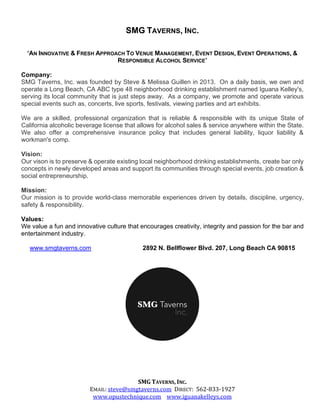 SMG Taverns, Inc. Portfolio | PDF