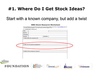 SMG Stock Research Worksheet 201: Answers to Students' Questions | PPTX