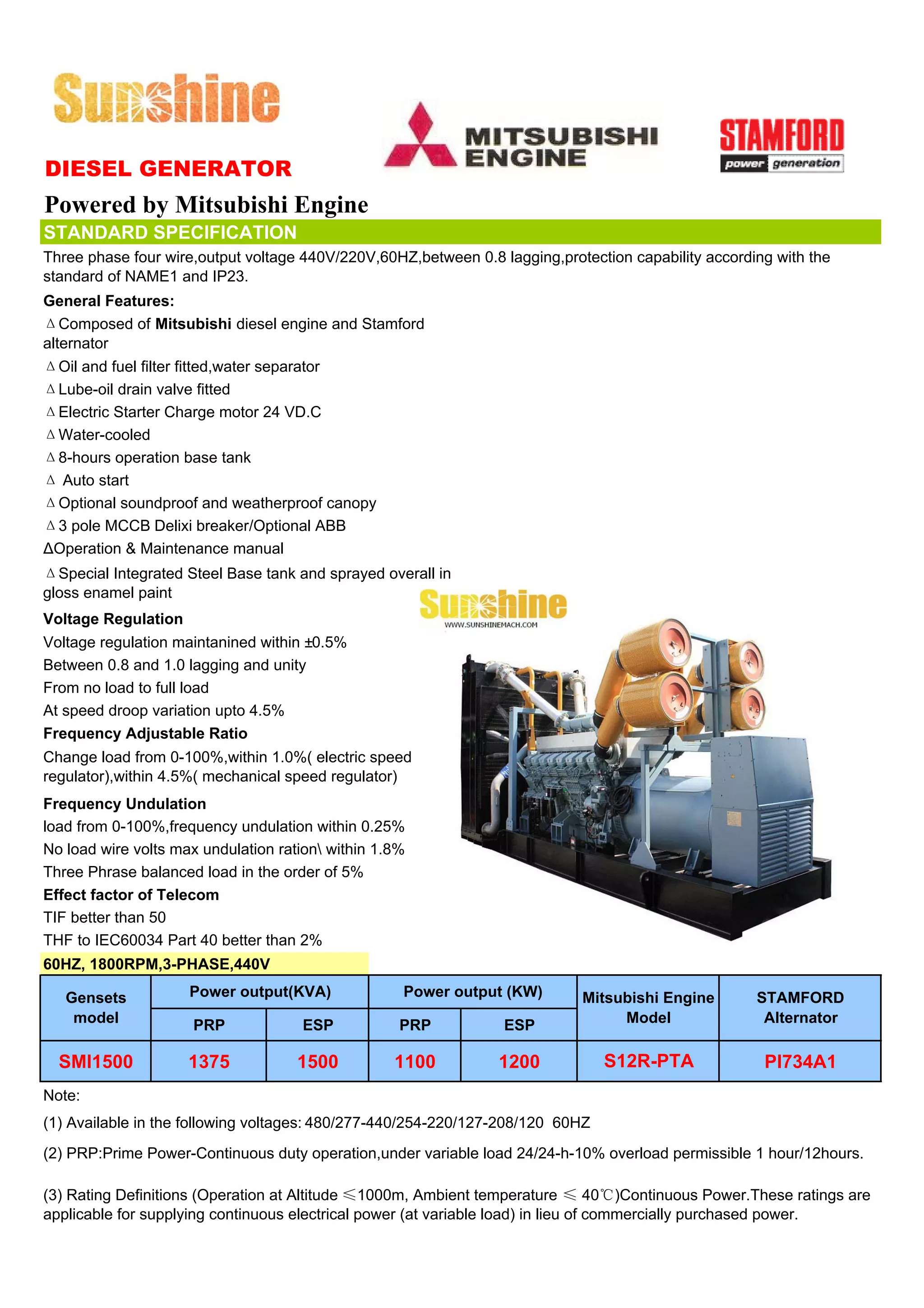 Smi1500 60 mitsubishi generator | PDF
