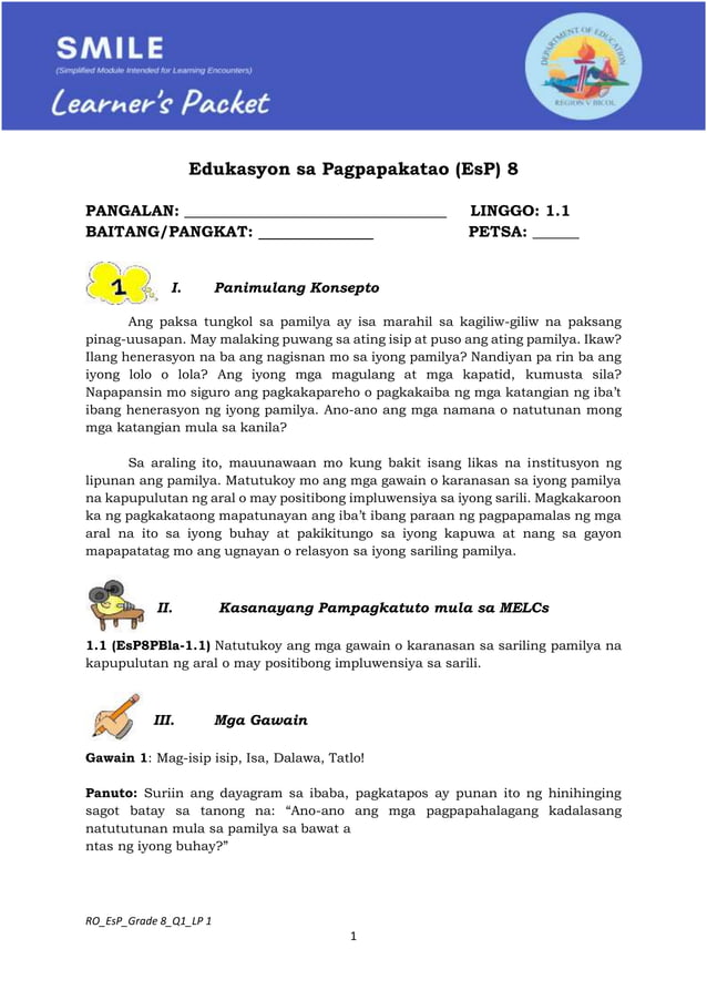 Smile g8 lp1-q1-1.1 | PDF