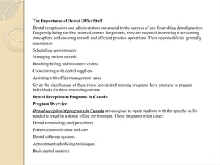 Smile-Worthy Careers: Canadian Dental Receptionist and Administration ...