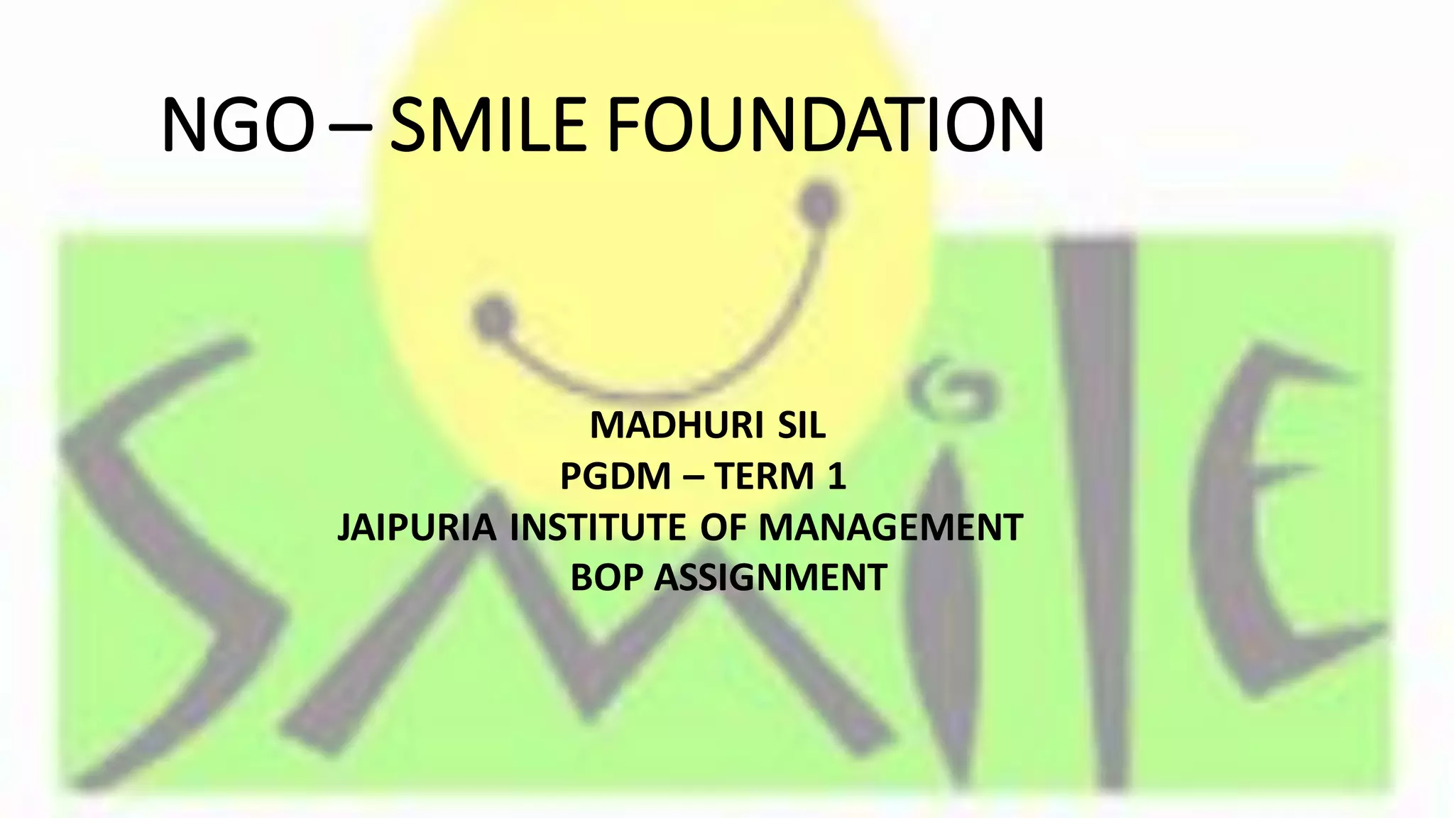 Presentation on NGO - Smile foundation | PDF