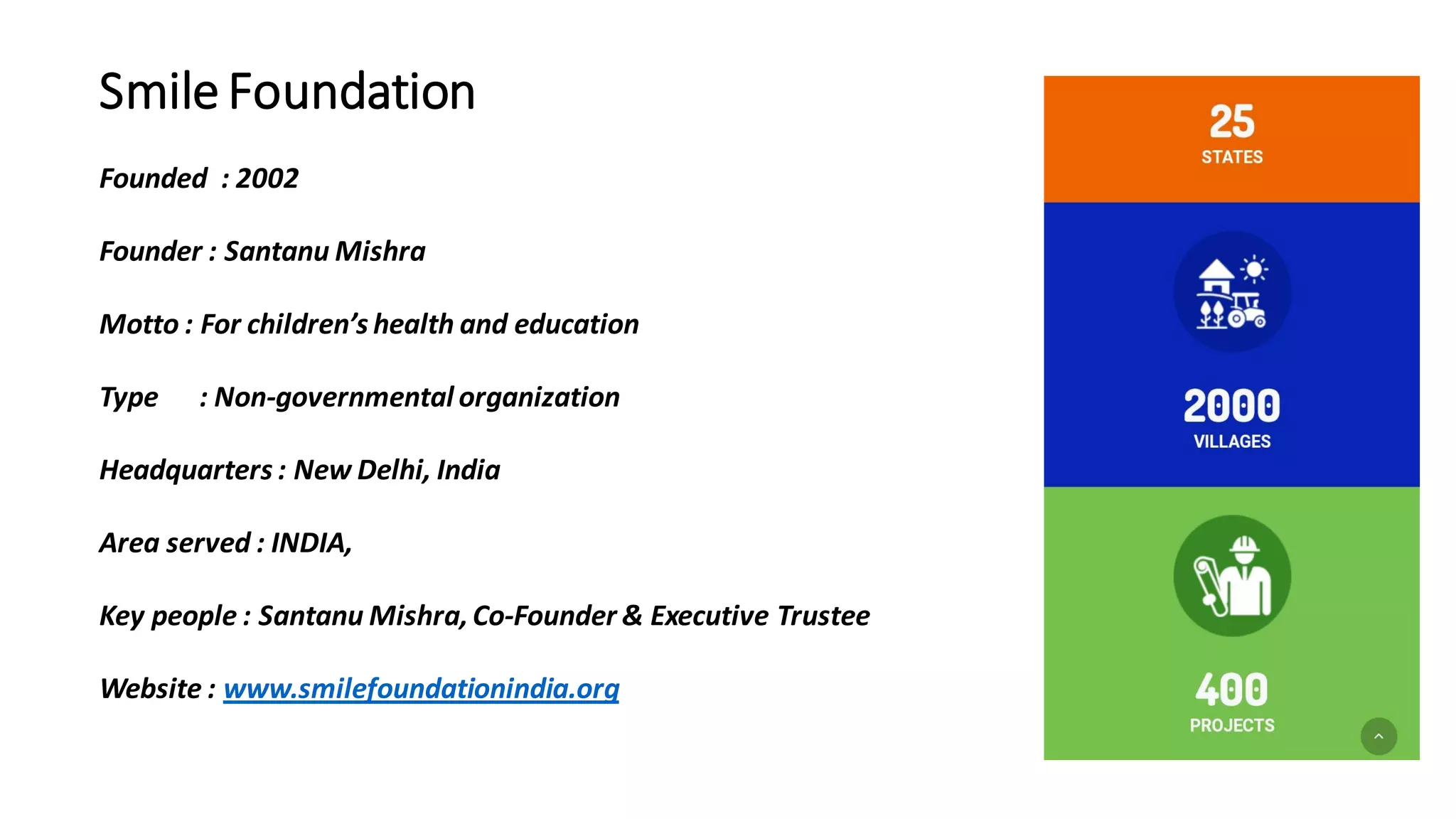 Presentation on NGO - Smile foundation | PDF
