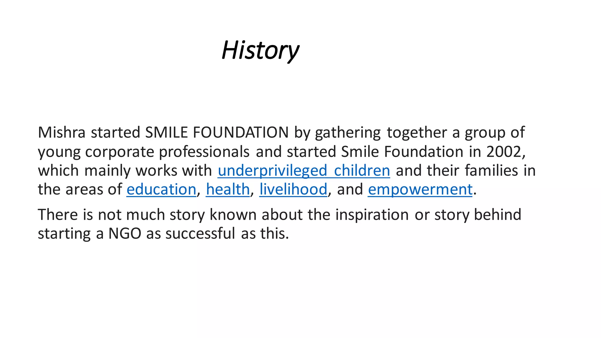 Presentation on NGO - Smile foundation | PDF